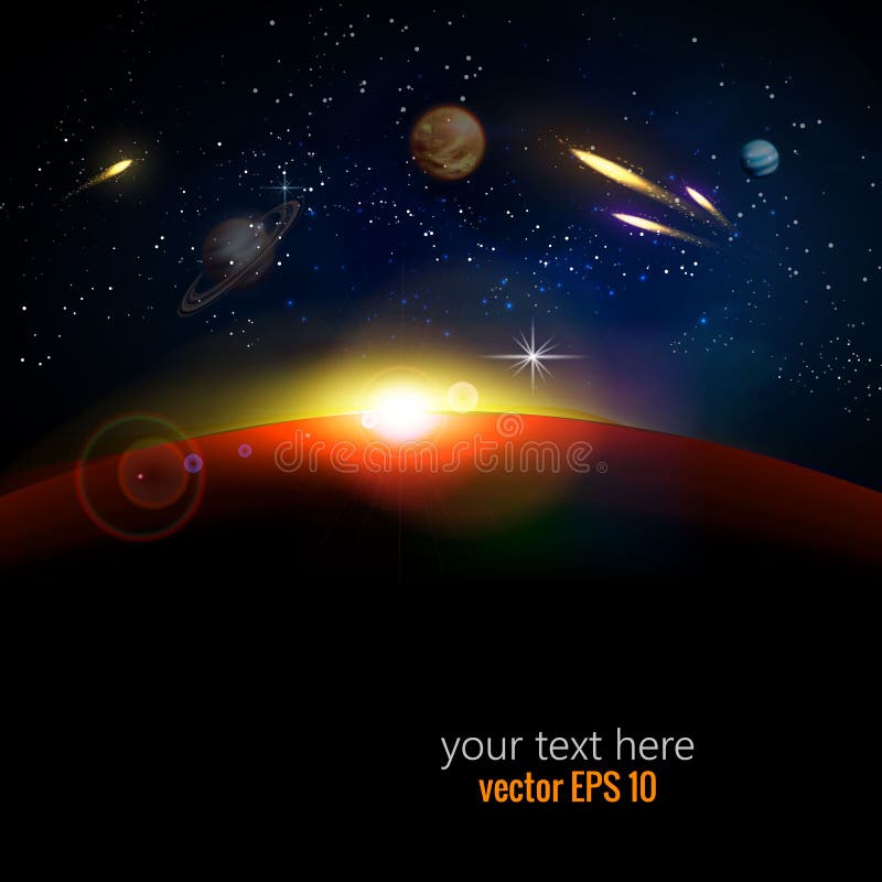 Vector Background Abstract Futuristic Space, Galaxy, Comet. Stock ...