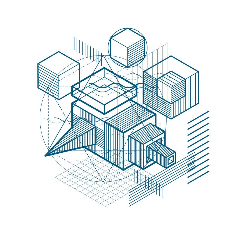 Vector Background with Abstract Isometric Lines and Figures. Template ...