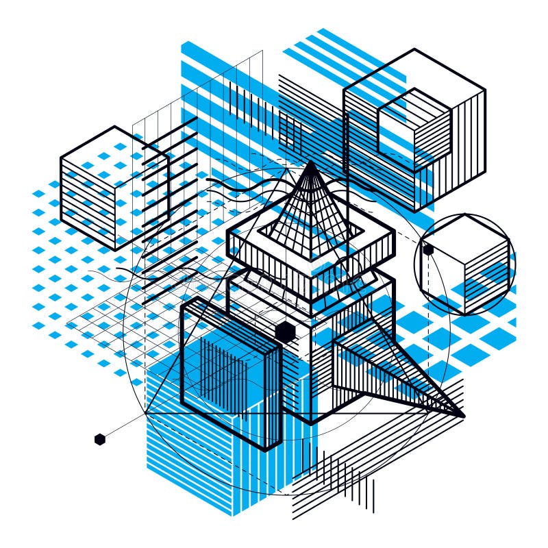 Vector Background with Abstract Isometric Lines and Figures. Template ...