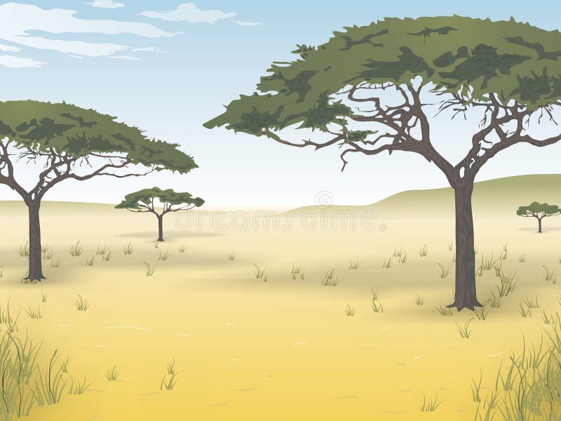 Vector Background of the African Savanna Stock Vector - Illustration of ...
