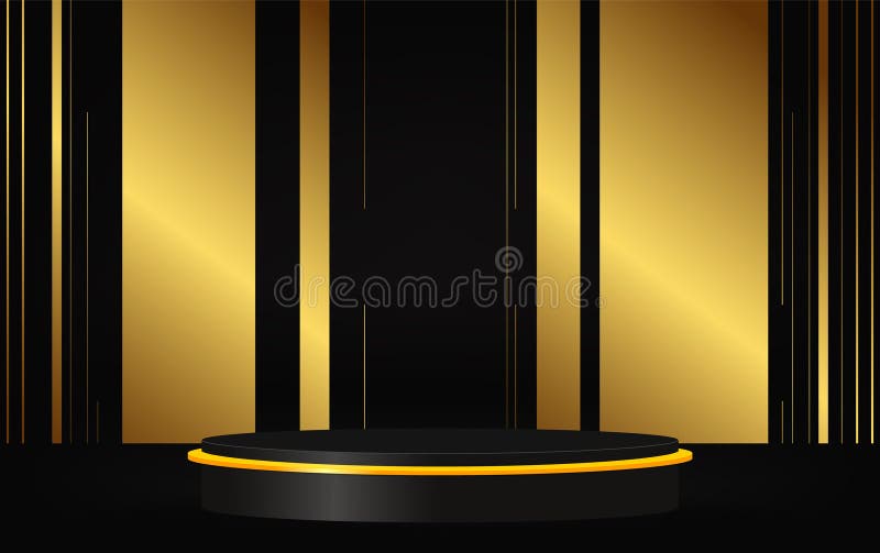 Vector Background with Black Empty Podium and Golden Lines Stock Vector ...