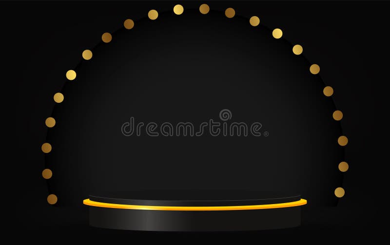 Vector Background with Black Empty Podium and Shining Round Dots Arch Stock Vector ...