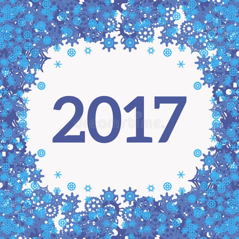 Vector Background with Blue Snowflakes and Text 2017 Stock Vector ...