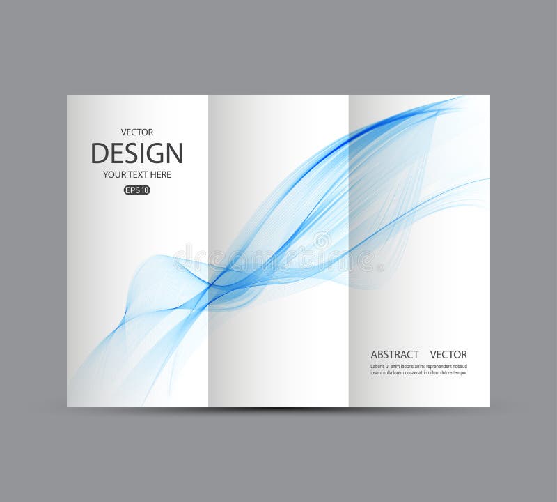 Vector Background with Blue Wave. Booklet Template of 3 Pages Stock ...