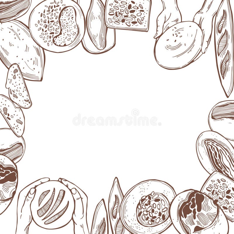 Vector Background with Bread Stock Vector - Illustration of grain ...