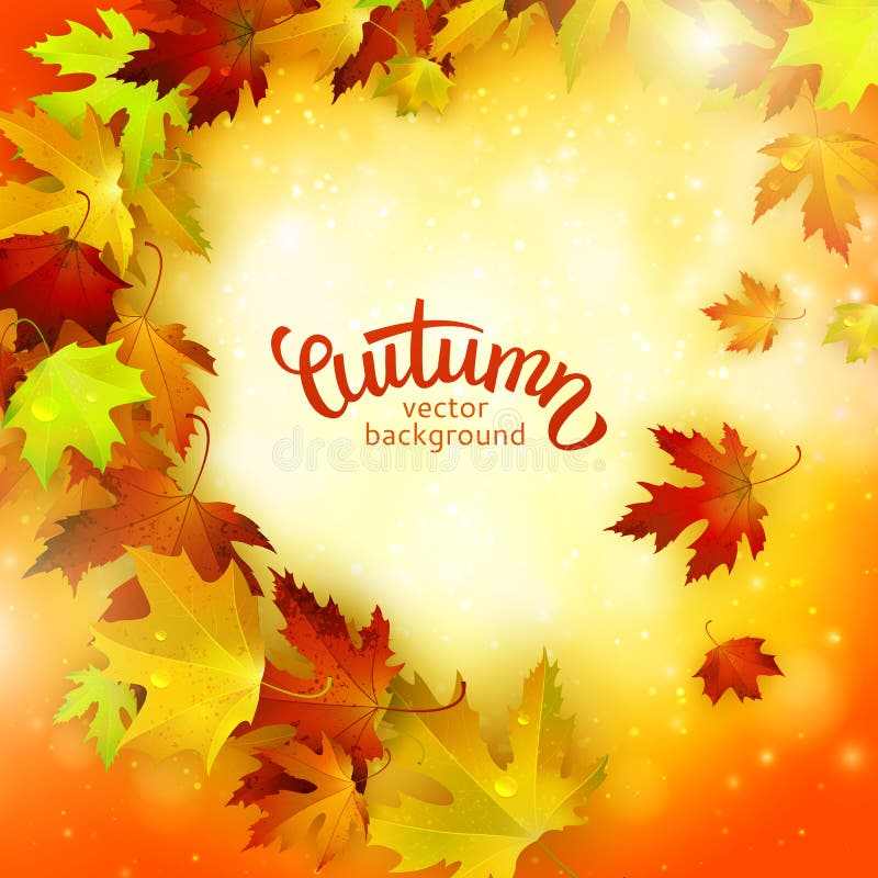 Vector Background, Colorful Autumn Leaves, Card Template, Natural ...