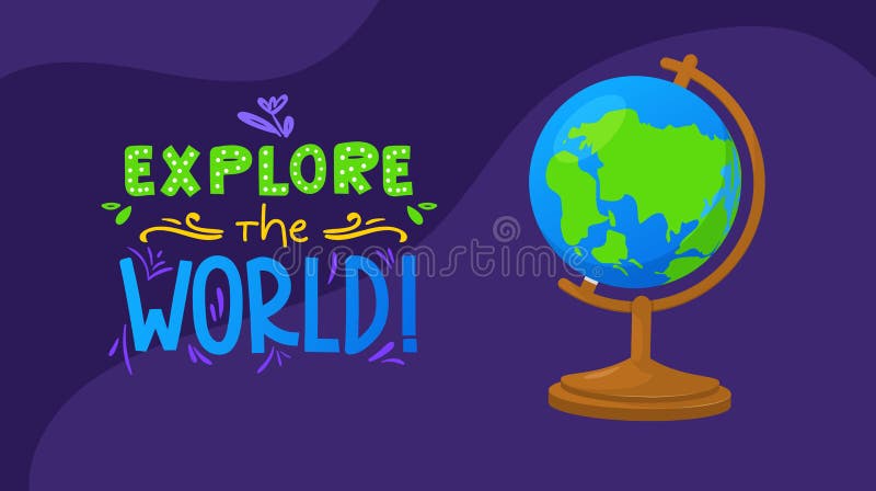 School Banner with Earth Globe and Text. Stock Vector - Illustration of ...