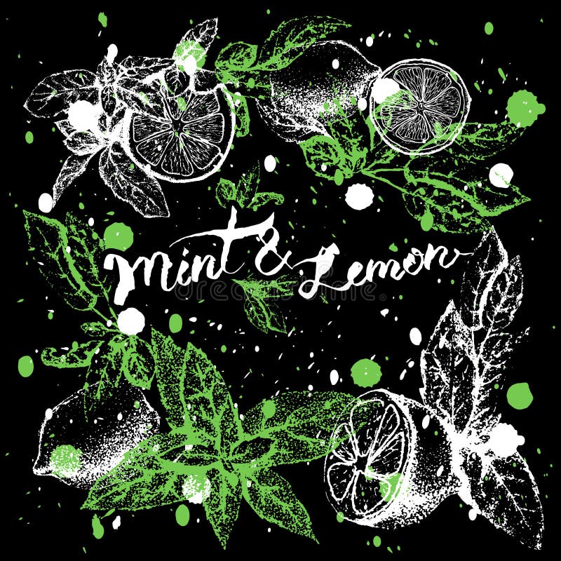Vector Background Design with Lemon and Mint Stock Vector ...