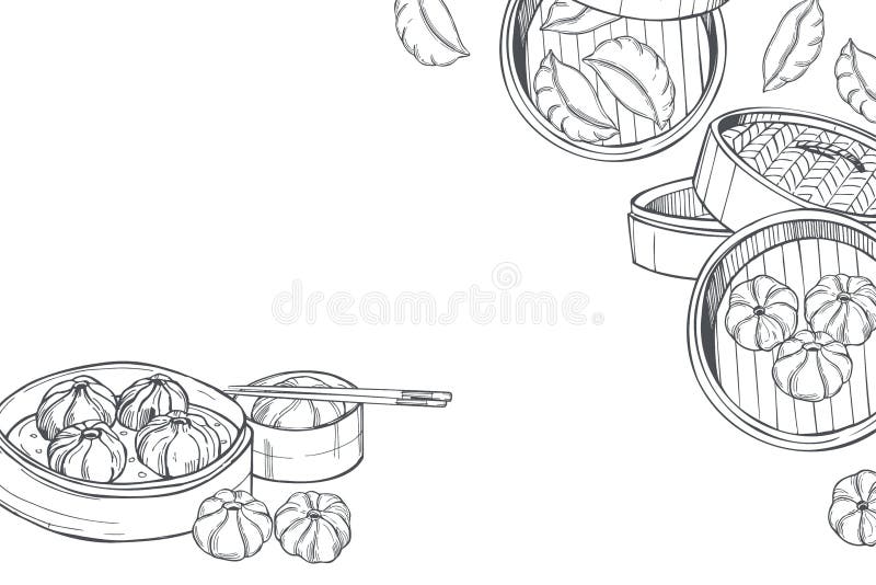 Vector Background with Dim Sum Stock Vector - Illustration of element ... Vector Background with Dim Sum Stock Vector - Illustration of element ...