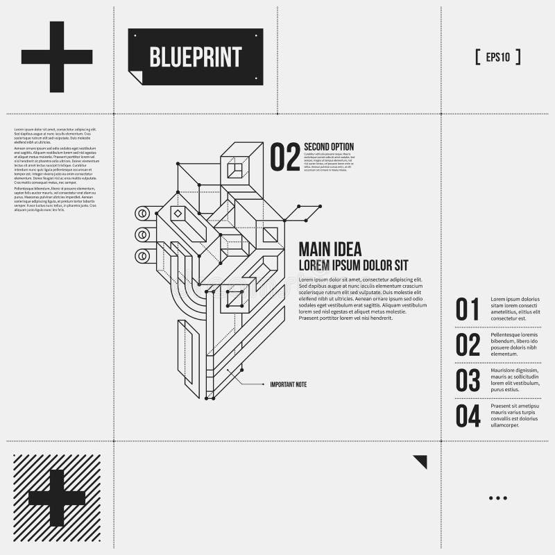 Vector Background in Draft Style with Abstract Object Scheme Stock ...