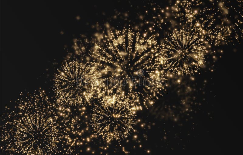 Vector Background Featuring Golden Fireworks. Stock Illustration ...