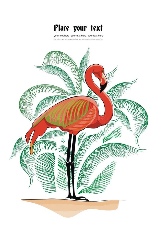 Vector Background with Flamingo Stock Vector - Illustration of plant ...