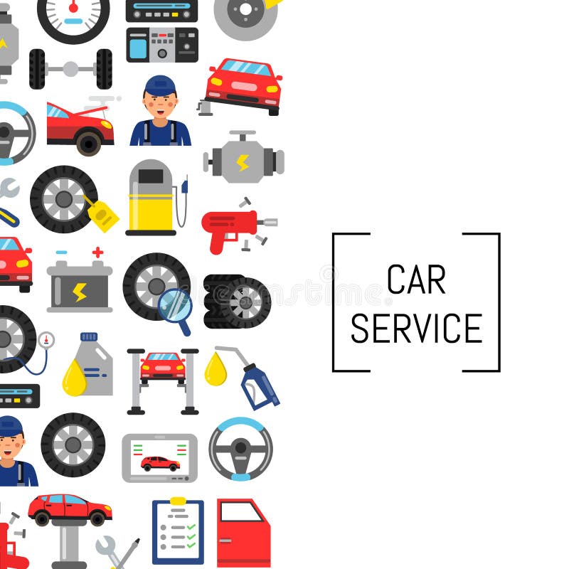 Vector Background with Flat Style Car Service Elements and Place for ...