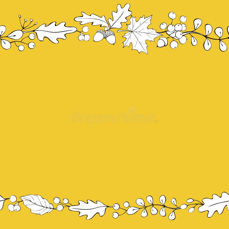Vector Background, Frame Made of Autumn Leaves, Berries, Acorns on ...