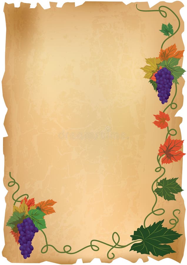 Grapes on old paper stock vector. Illustration of nouveau - 29988175