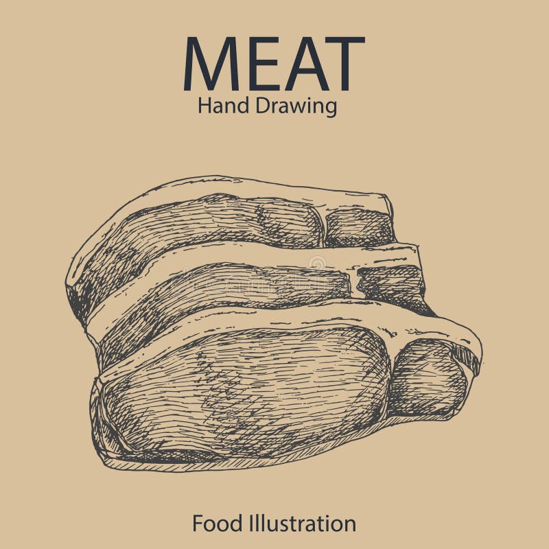 Vector Background of Hand Drawn Meat Stock Vector - Illustration of ...