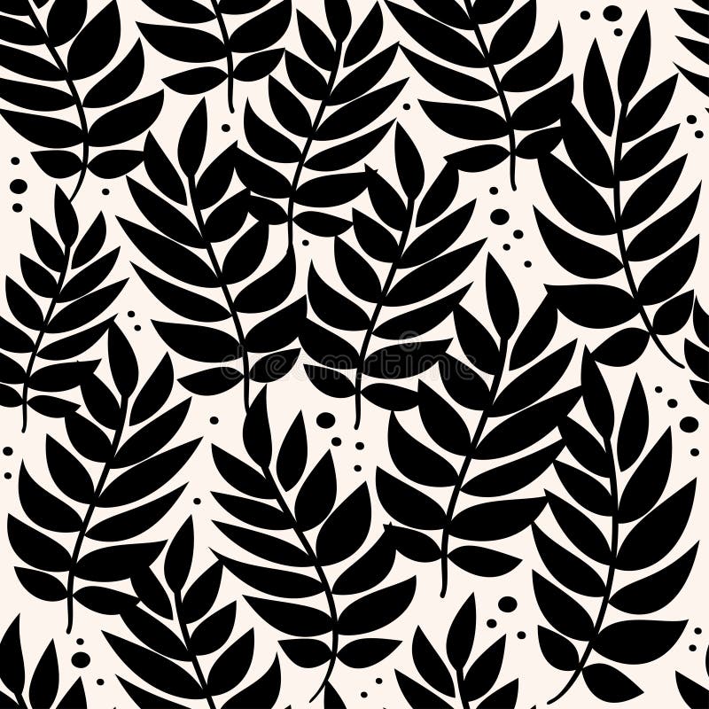 Black Leaves Geometric Pattern. Vector Background Illustration. Stock ...