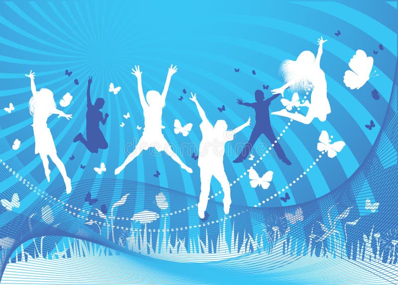 Vector Background of Kids Jumping Stock Vector - Illustration of legs ...