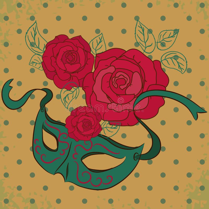 Masquerade Mask On A Rose Background Stock Vector - Illustration of ...