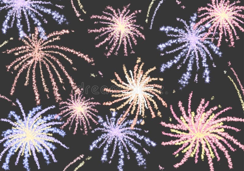 Vector Background New Year Firework Pattern and Fireworks in the Sky at ...