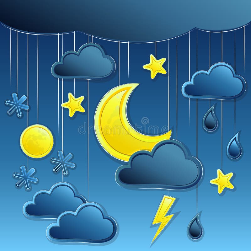 Vector Background with Night Weather Icon Stock Vector - Illustration ...
