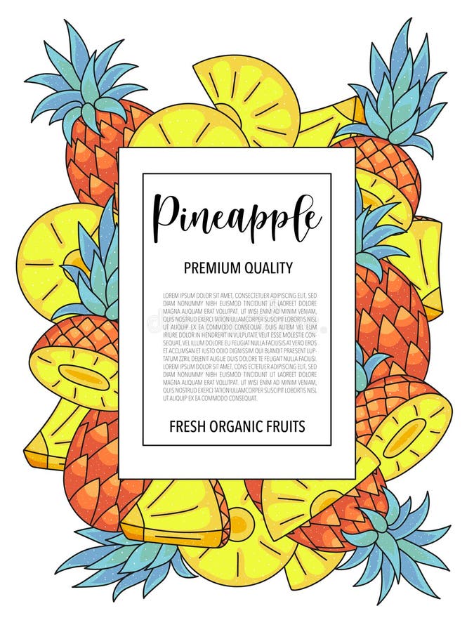 Vector Background with Pineapple, Whole and Pieces - Card Design with ...
