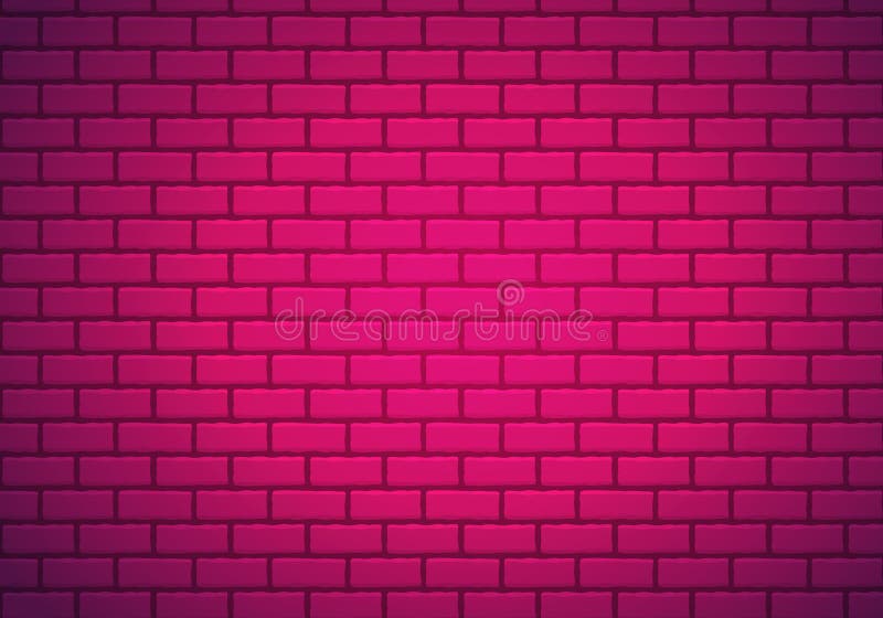 Vector Background of Pink Brick Wall. Neon Seamless Pattern for Night ...