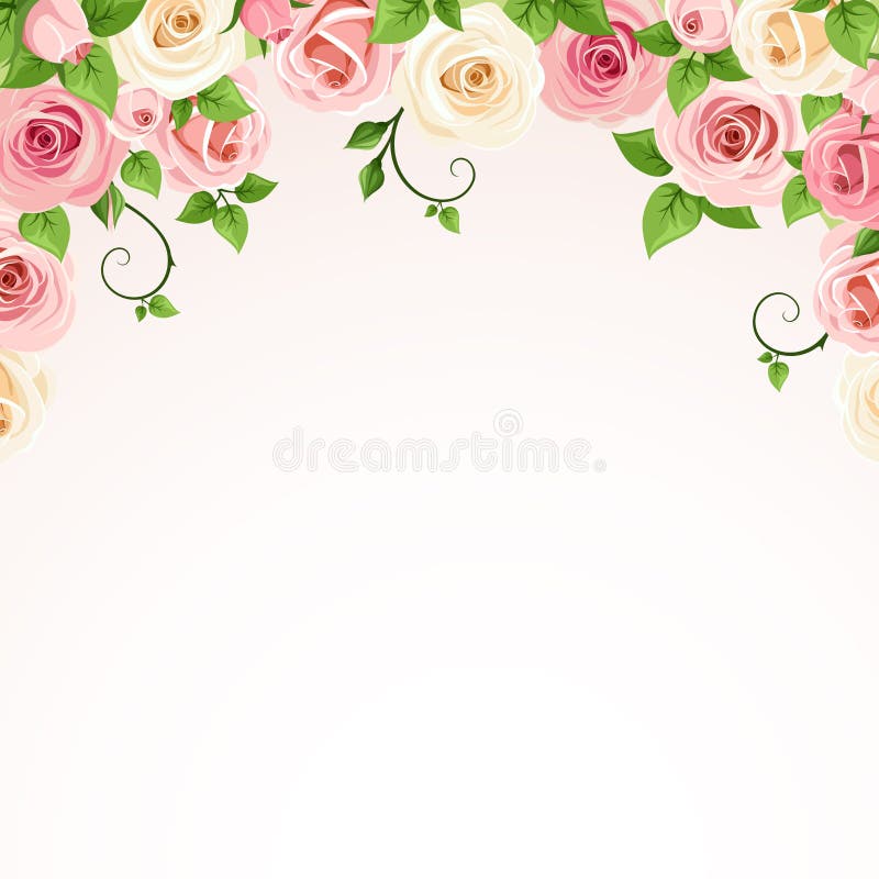 Vintage Frame with Pink and White Roses. Stock Vector - Illustration of ...