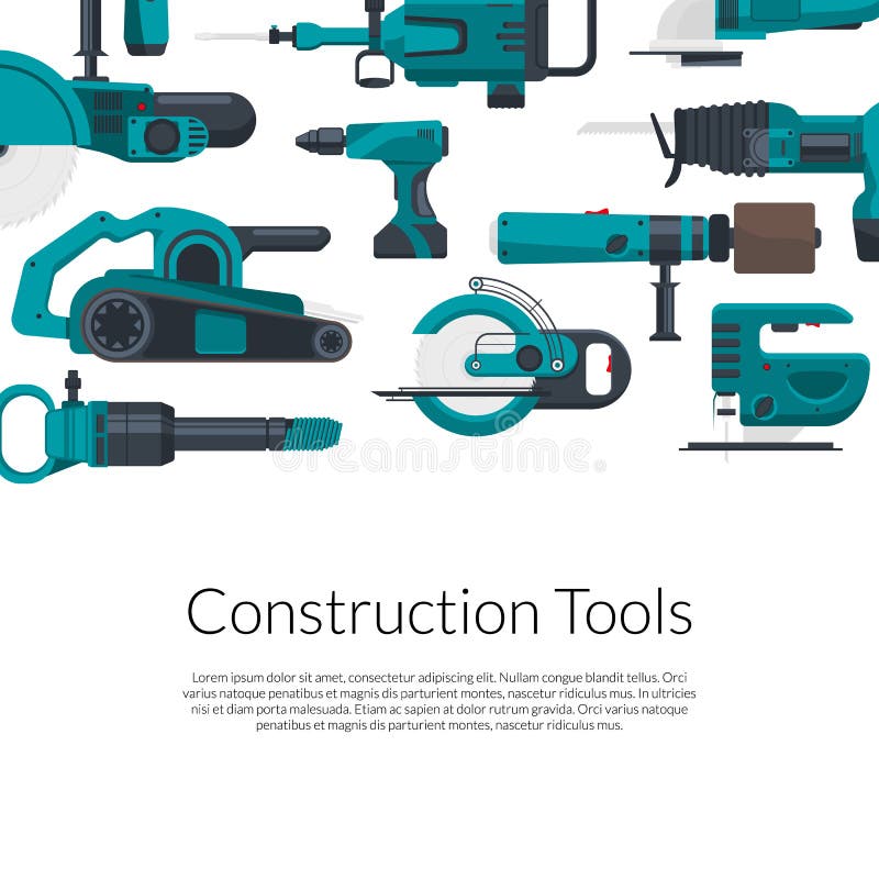 Vector with Electric Construction Tools Stock Vector - Illustration of ...