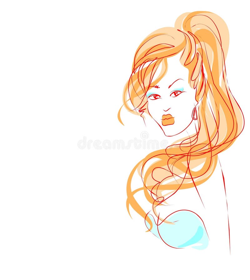 VECTOR Background with the Beautiful Young Woman Stock Illustration ...