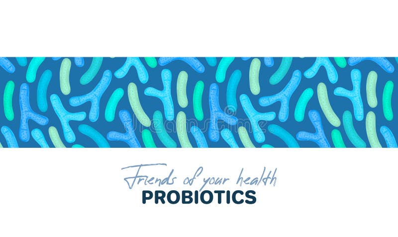 Vector Background with Probiotics. Bifidobacterium, Lactobacillus ...
