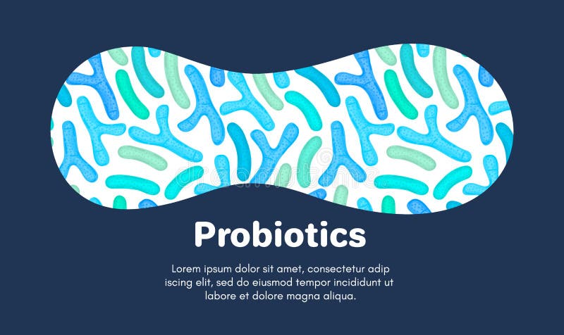 Vector Background with Probiotics. Bifidobacterium, Lactobacillus ...