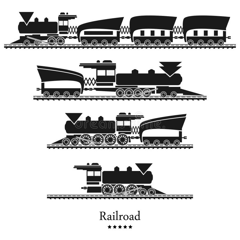 Vector Background Railroad, Trains Set Stock Vector - Illustration of ...