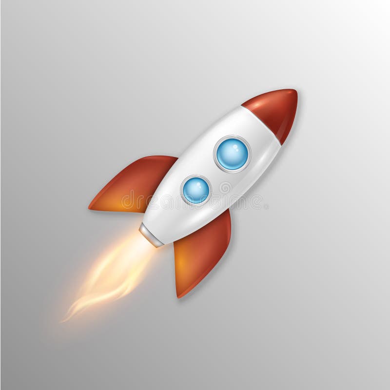 Startup Business Idea Concept. Rocket Ship in a Flat Vector Stock ...