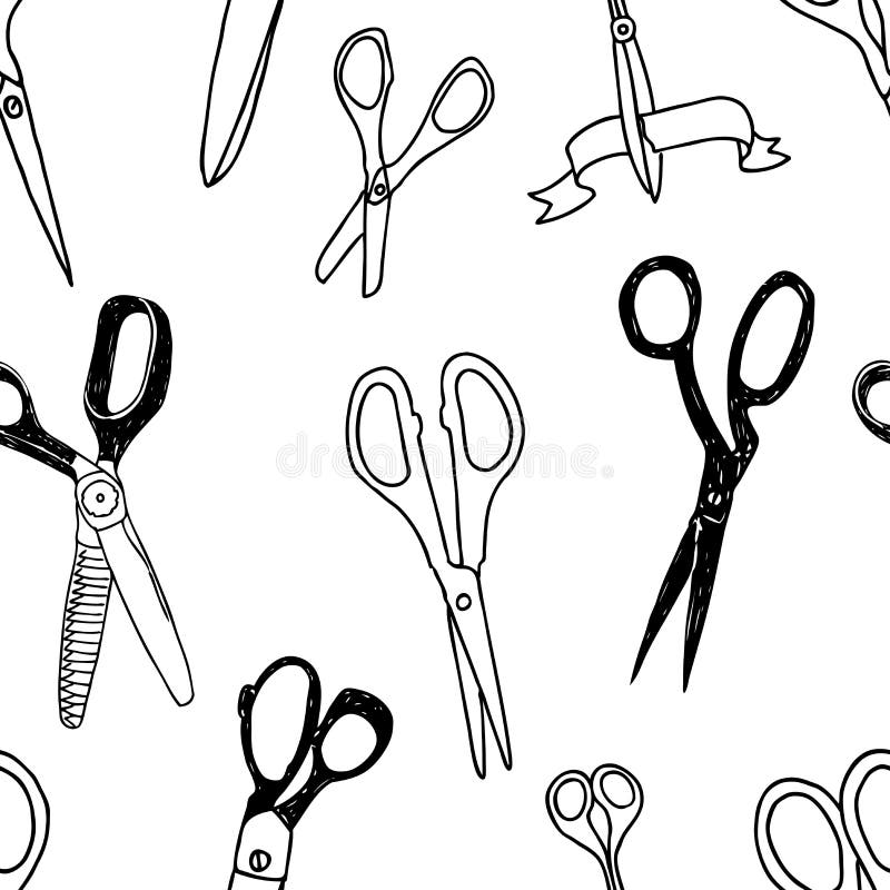 Vector Background of Sewing Scissors Stock Vector - Illustration of ...