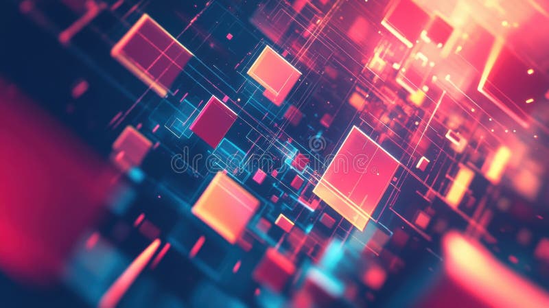 Vector Background Showcasing Digital Squares and Futuristic Pixel ...