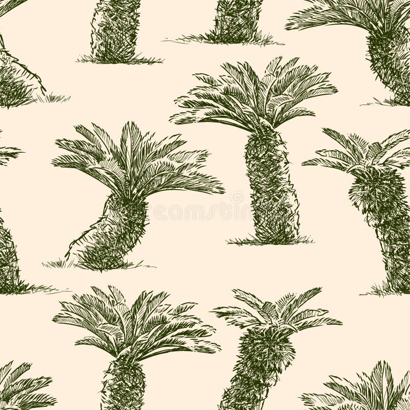 Pattern of the Small Palm Trees Stock Vector - Illustration of tropical ...