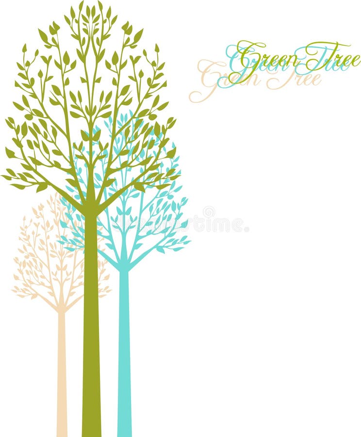 Vector Set of Trees Drawing by Watercolor Stock Vector - Illustration ...