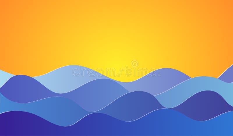 Vector Background with Sun and Sea Waves Stock Vector - Illustration of ...