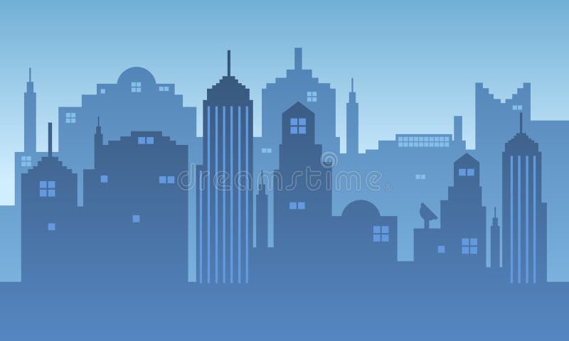 Vector Background of Tall Buildings in a City with Blue and Bright Sky ...
