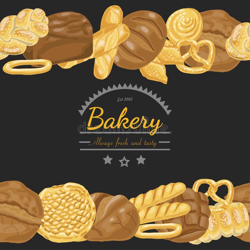 Vector Background with Various Bakery Products Stock Vector ...