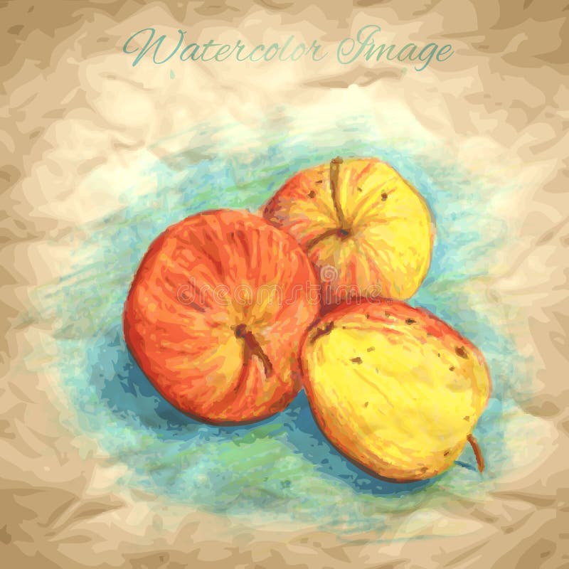 Vector Background with Watercolor Fruits Stock Vector - Illustration of ...