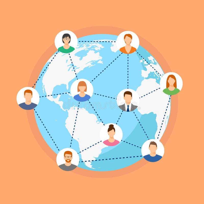 Vector Background World Map People To People Connection. Concept ...