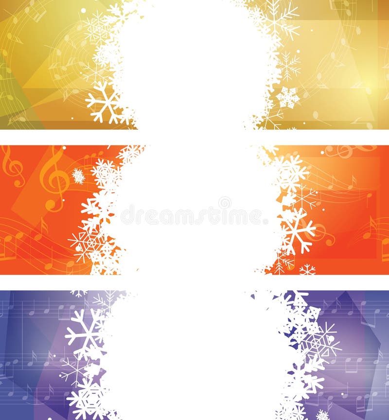 Vector Backgrounds with Abstract Music Notes and White Snowflakes - Set ...