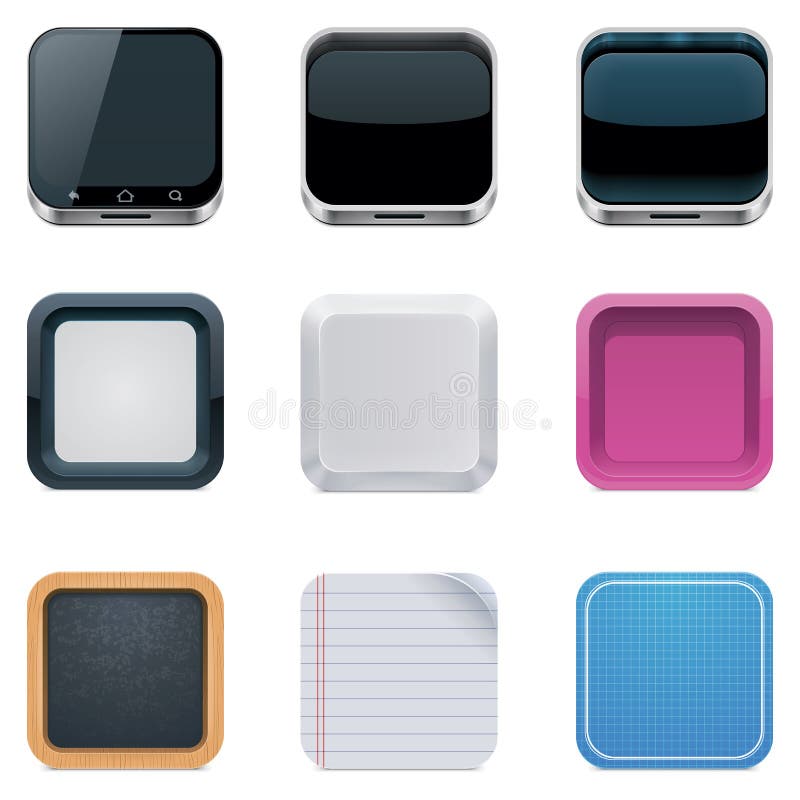 Set App Icons, Realistic Metallic Play Button with Stock Vector ...