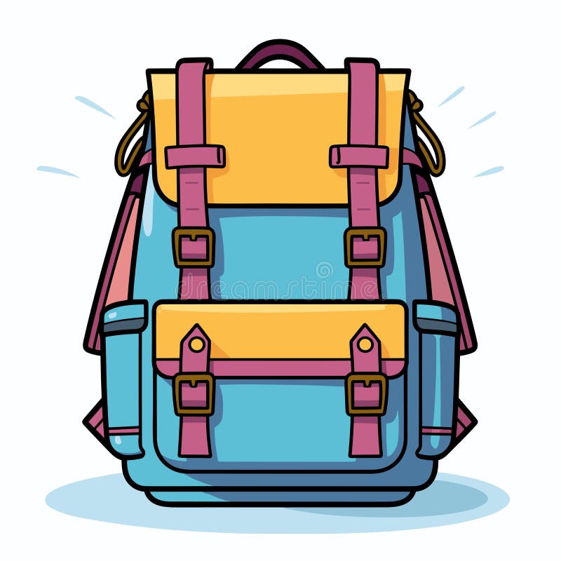 Vector of a Backpack with Adjustable Straps on a White Background Stock ...