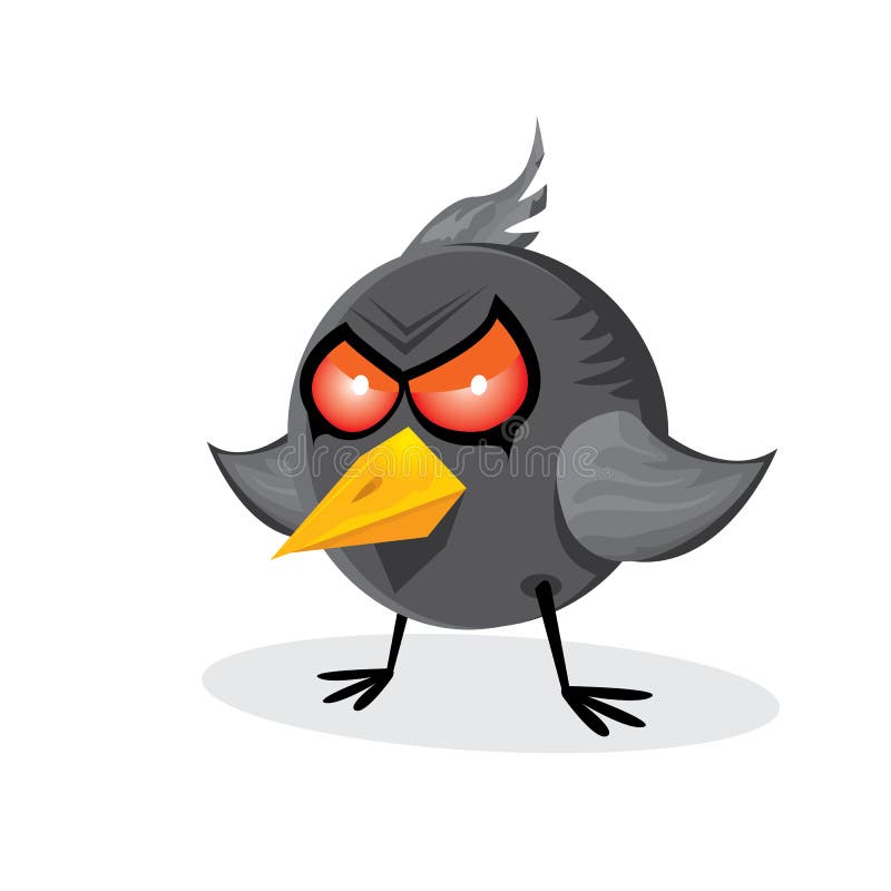 Vector Bad Angry Black Raven Bird. Stock Vector - Illustration of ...