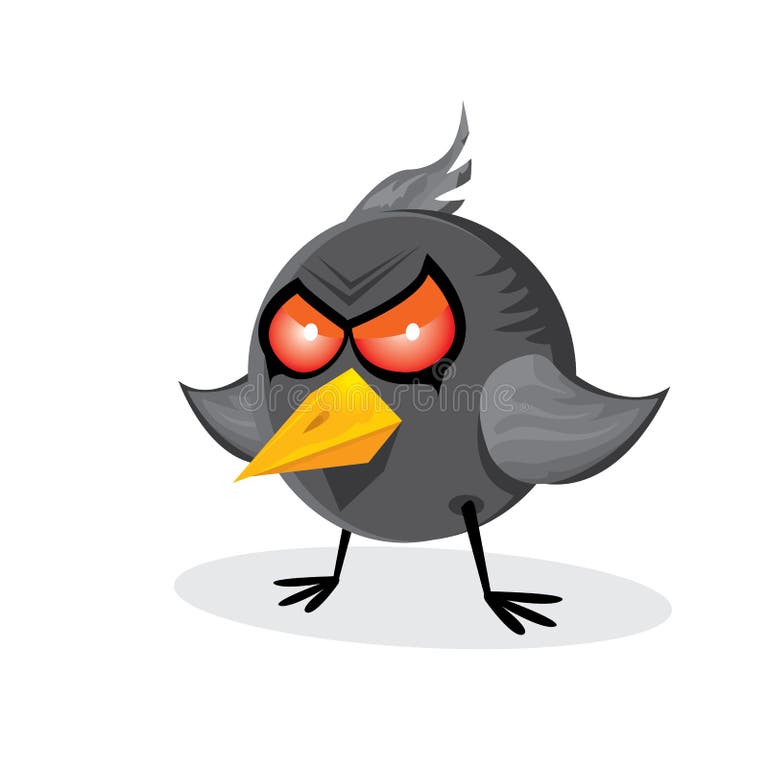 Vector Bad Angry Black Raven Bird. Stock Vector - Illustration of ...