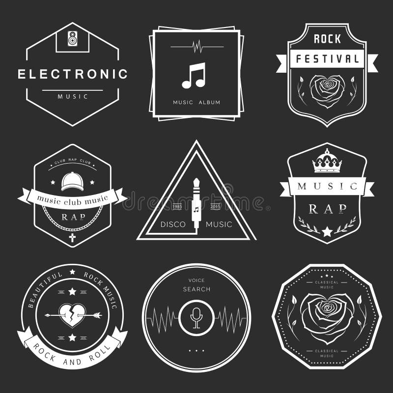 Set Badges of Rock Music and Rock and Roll Stock Illustration ...