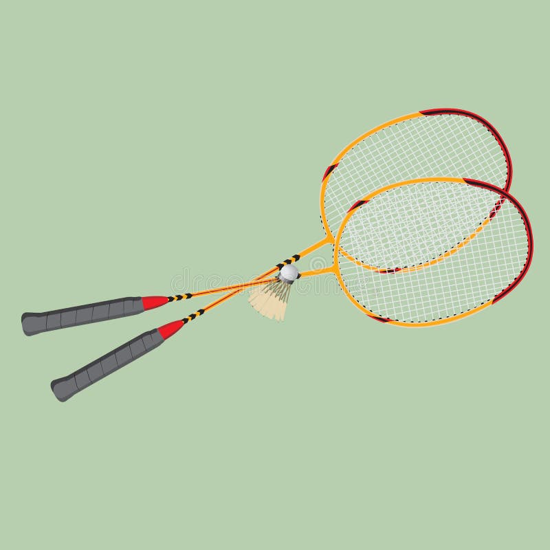 Vector Badminton Set. Classic Wooden Racquets Rackets and a Shuttlecock ...